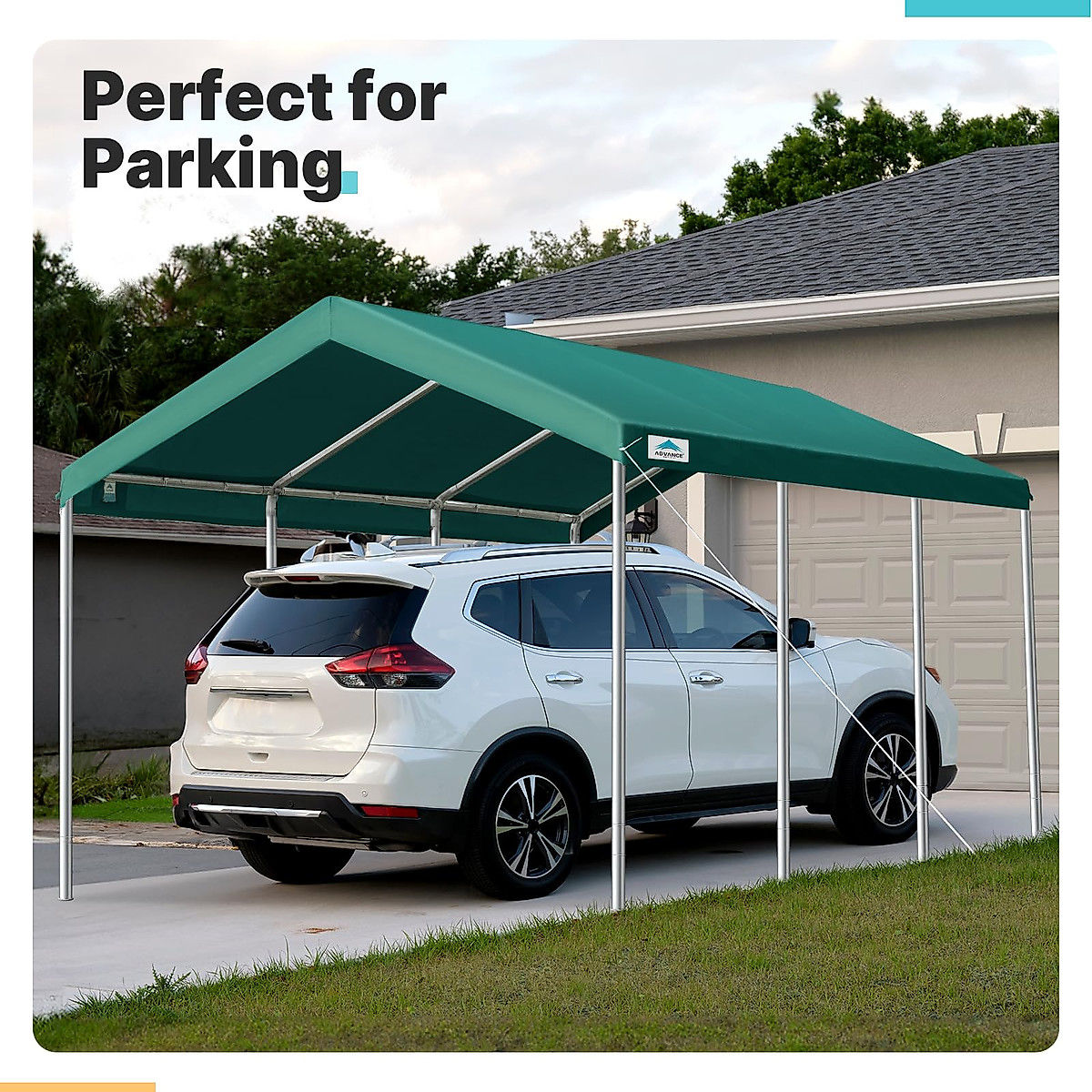ADVANCE OUTDOOR 10x20 ft Heavy Duty Carport Potable Car Canopy Garage Party Tent Boat Shelter, Adjustable Height from 9.5 ft to 11 ft, Green