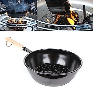 Ochine Chimney Charcoal Starter Pot BBQ Grill Tools Chimney Lighter Basket Canister Camping Burner Pot Chimney Starter Basket Pot Camping Barbecue Brazier with Wood Handle for Grilling Coal Burner