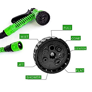 Expandable Garden Hose 100ft-Water hose, 7 Function Nozzle,Light weight,For gardening, car washing, pets, outdoors. (Green)