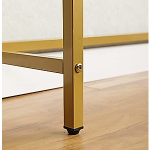 loglus Console Table for Entryway, Faux Marble MDF Sofa Table with Golden Frame for Living Room Office