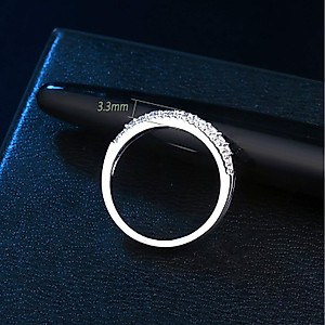 Wuziwen Anniversary Ring for Women Wedding Bands for Her 925 Sterling Silver Rings Eternity Promise Cubic Zirconia Size 6.5