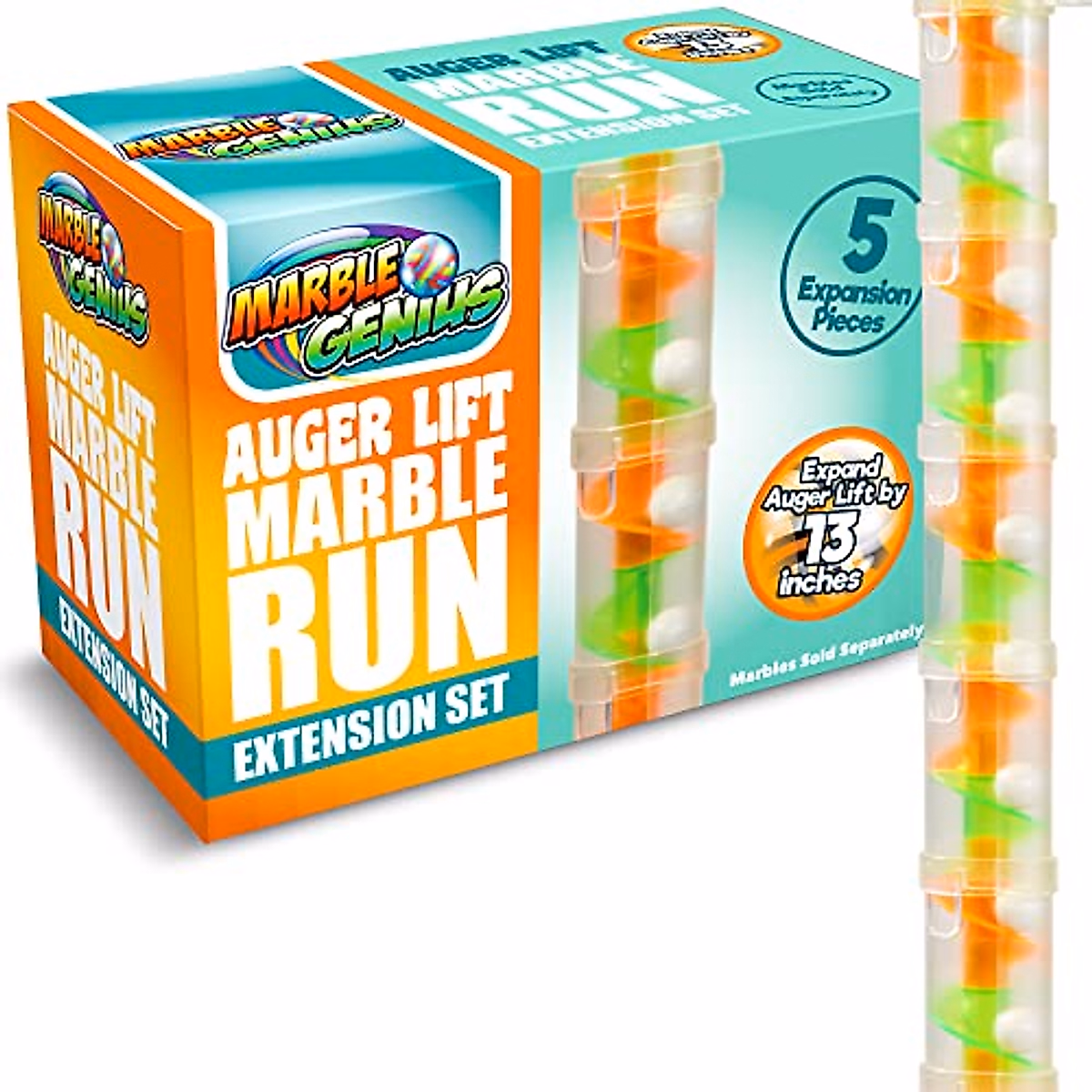 Marble Genius Auger Lift Extension: Marble Run Auger Accessory Set Adds 13 Inches to Marble Genius Auger Lifts for Additional Marble Run Fun, Auger Motor & Batteries Not Included, for Ages 5 and Above