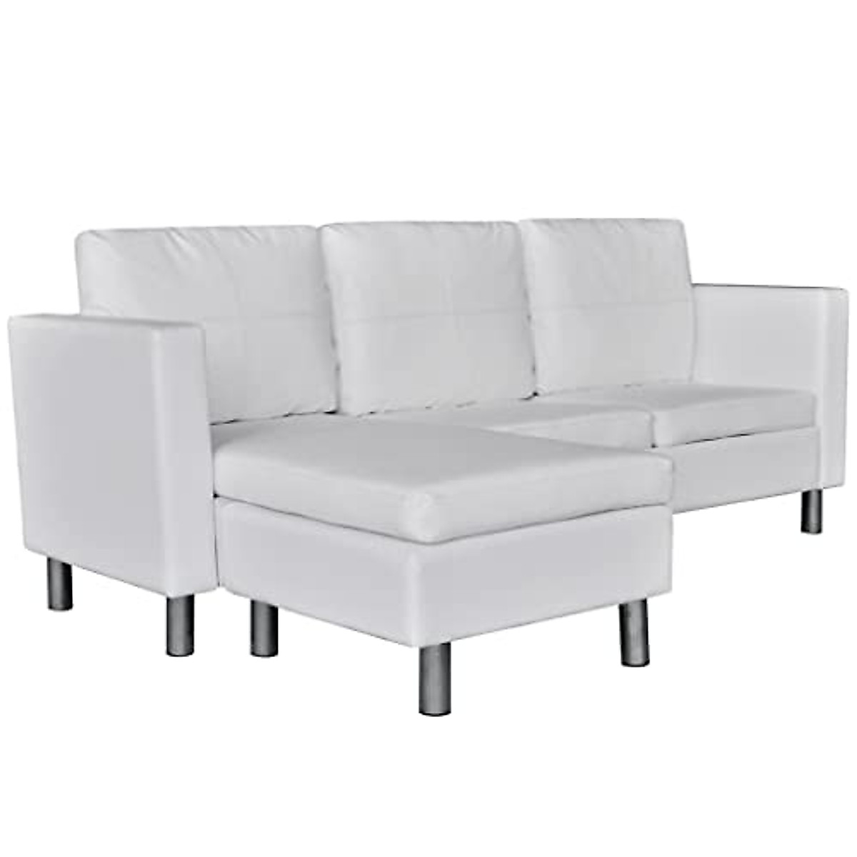 ULUYYUC Sectional Sofa,L-Shaped Leather Parlor Sofa Modern Sofa Guest Sofa with Chaise Suitable for Living Room Apartment Home Office 3-Seater Artificial Leather White