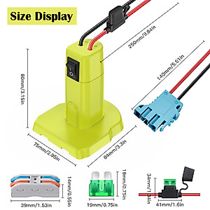 KOEZEOI Power Wheels Adapter for Ryobi 18V Battery Adapter Power Wheels Battery Converter Kit with Fuse & Switch and Wire Harness Connector 12AWG Wire for DIY Rc Car Toys and Ride On Truck