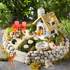 Fairy Garden Accessories, 28Pcs, Miniature Garden Set, Tiny Resin Animal, Miniature Garden Figurines with Moss for DIY Craft, Desktop Decoration