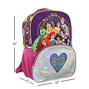 Disney Princess Girl's 16 Inch School Backpack Bag (One Size, Purple/Pink)