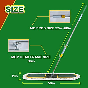 Solipect 48-Inch Commercial Dust Mop for Hardwood Floors, Large Dry Mop with Reusable Cotton Yarn Head, Telescopic Stainless Steel Handle - Ideal for Industrial Floor Cleaning, Marble, Laminate