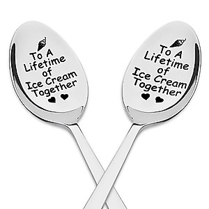 Wedding Engagement Gifts for Girlfriend Boyfriend Ice Cream Spoons Gift for Husband Wife Birthday Gift for Couples Anniversary Valentines Day Gifts for Ice Cream Lovers Gifts for Him Her
