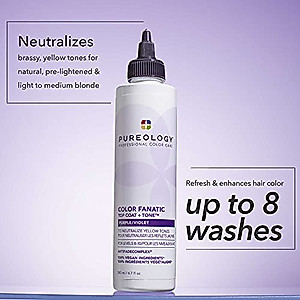 Pureology Color Fanatic Top Coat + Tone Purple, Pre-lightened light blonde to dark blonde, Rose, floral ginger & cedarwood, 6.7 fl. oz.