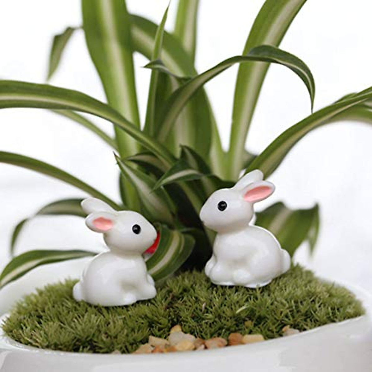Hemoton Bunny Rabbit Miniature 20pcs Micro Landscape Ornament White Resin Mushroom Figure Mushroom Accessories