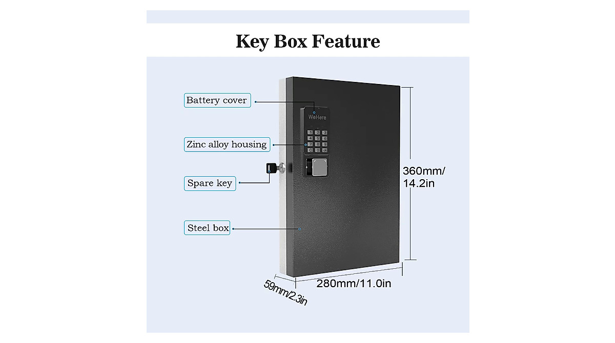 32 Key Cabinet Organizer,Metal Key Lock Box Wall Mount use OTP ...
