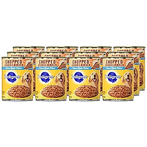 PEDIGREE CHOPPED GROUND DINNER Adult Canned Soft Wet Dog Food, T-Bone Steak Flavor, 13.2 oz. Cans (Pack of 12)
