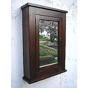 Primitive Mission Medicine Cabinet/Dark Walnut/Solid Wood & Handmade/Surface Mount