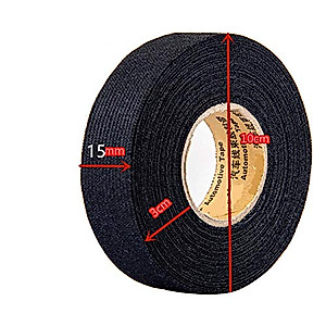 5 Rolls Wire Loom Harness Tape, Wiring Harness Cloth Tape, Wiring Loom Harness Adhesive Cloth Fabric Tap， Adhesive Fabric Tape for Automobile ，Wire harnessing Noise Damping Heat Proof(15 mm x 15 m)