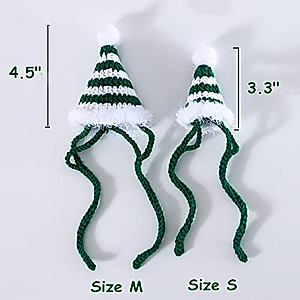 Hand Knitted Dog Cat Santa hat & Scarf Set, Christmas Costumes for Small Dogs Cats, Santa Claus Xmas Tree Accessories (Small, Green)