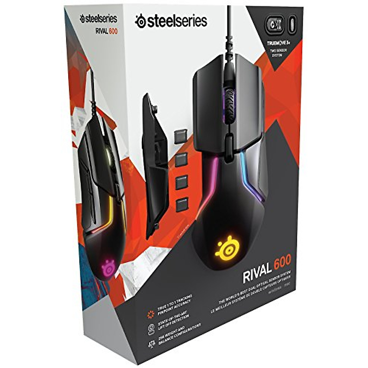 SteelSeries Rival 600 - Gaming Mouse - 12,000 CPI TrueMove3+ Dual Optical Sensor - 0.05 Lift-Off Distance - Weight System