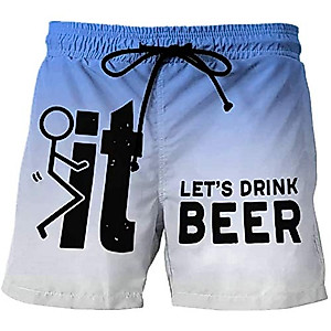 CofeeMO Bravetoshop Mens Swim Trunks Quick Dry Beach Shorts Printed Swimwear Bathing Suits Summer Party Gift (A-Blue,S)