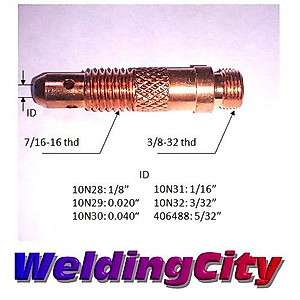 WeldingCity Pack of 10 Collet Body 10N32 (3/32") for TIG Welding Torch 17, 18 and 26 Series from Lincoln Miller ESAB Weldcraft CK (10-PK)