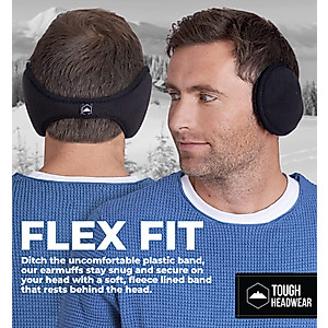 Tough Headwear Ear Muffs - Earmuffs for Men & Women - Fleece Ear Warmers & Behind the Head Ear Muffs