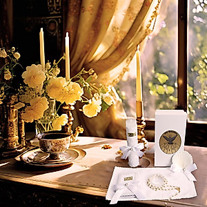 Baptism Candle Set for Boys and Girls,5 PCS Baptism Kit Catholic Candle,Baptism Shell,Towel,Rosary,Bible for Baby Dedication Christening Gift,Velas para Primera Comunión De Niño Bautizo De Niña