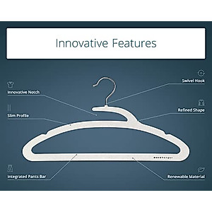 Mozu Hanger by Ensu Design - Luxury Easy On/Off No-Stretch Eco-Friendly Wheat Straw Hangers (40-Pack)