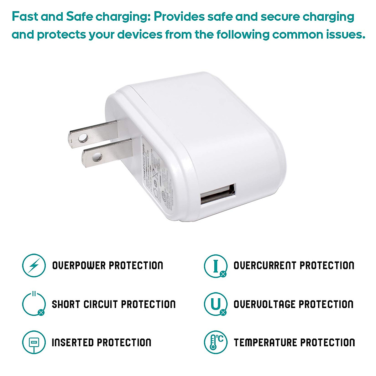 USB Power Adapter Wall Charger with USB Cable Travel Plug for Electric Massager