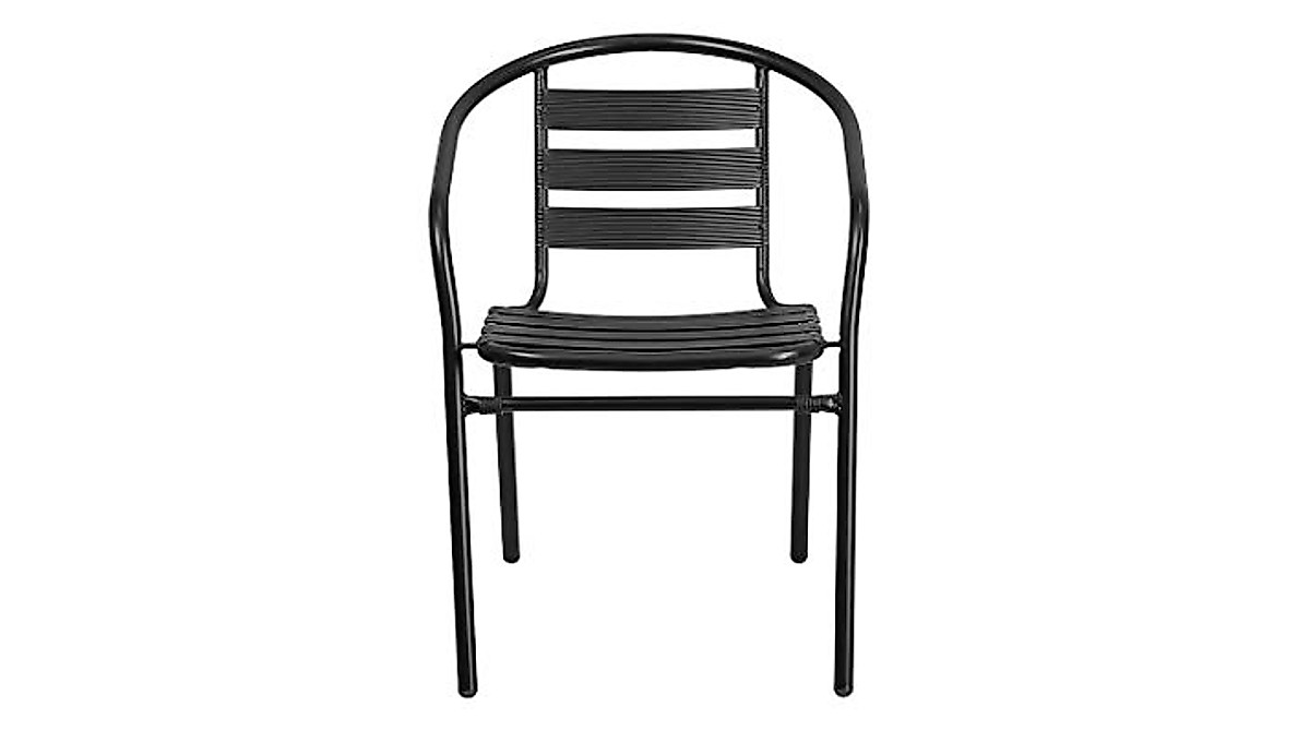 Flash Furniture Lila 4 Pack Black Metal Stack Chairs for Indoor ...