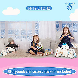 Musical 6pc Gift Set- Baptism Gifts for Girls. Christening / Dedication Gift Set Includes 6pc Musical Praying Bunny Plush Toy, Baby Prayer Storybook, Story Characters Stickers, Card and Keepsake Box