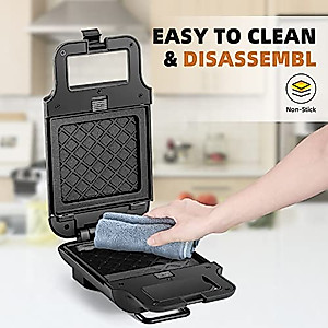 Mini Waffle Maker, Waffle Iron, Non-Stick 2-in-1 Waffle Machine with Removable Plates, Belgian Waffle Maker with Easy to Clean, Black