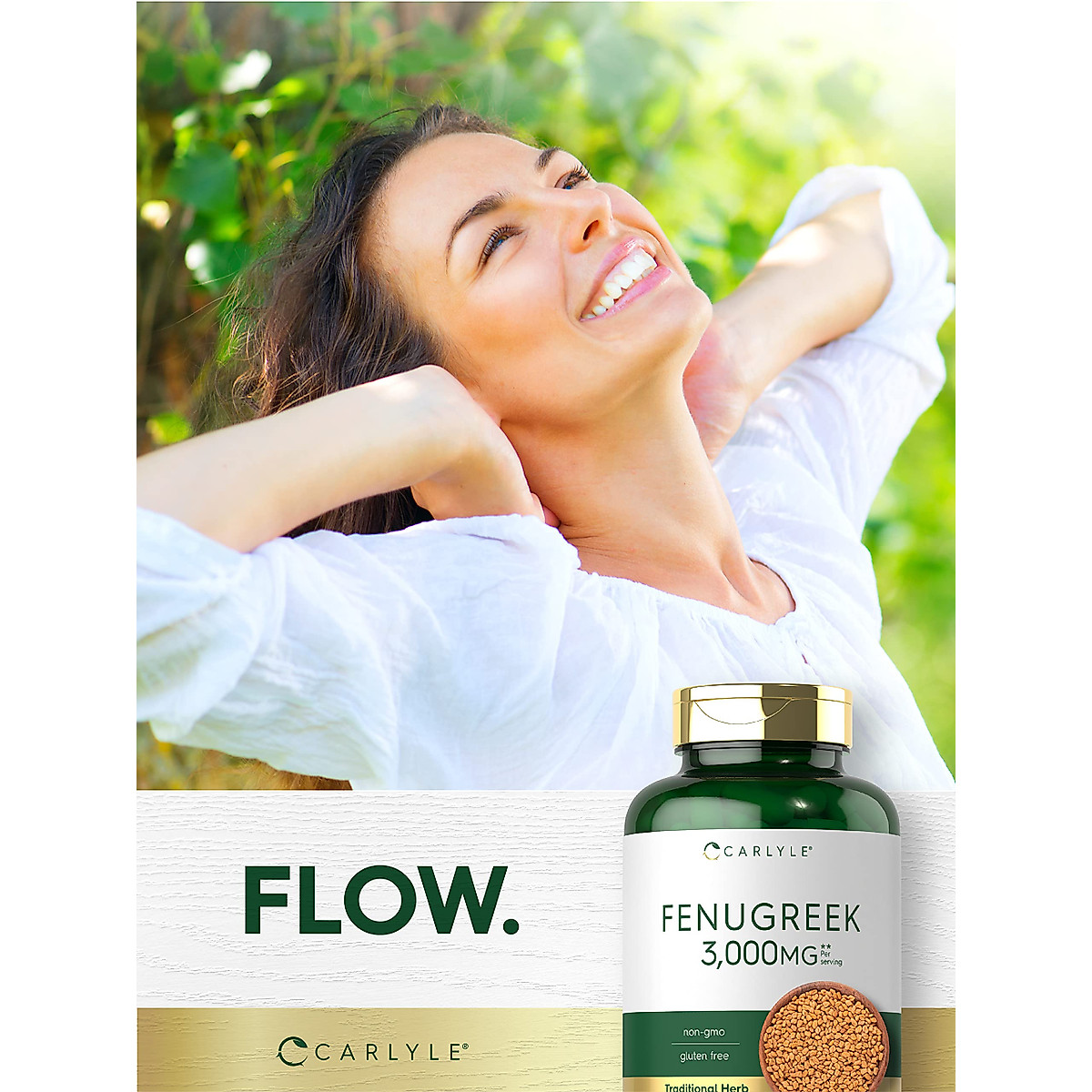 Carlyle Fenugreek Capsules | 300 Count | Non-GMO & Gluten Free Extract | Fenugreek Seeds