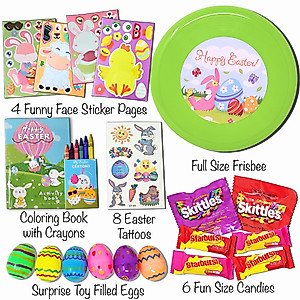Easter Care Package for Kids - Prefilled Complete with Toys & Candy, Pre-made Basket Fillers Stuffed Box, Boys, Girls, Adults, teens,toddler, Premade Easter Baskets, Easter Baskets (Blue Bunny)