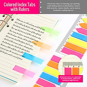 A6 Refill Paper, 3 Pack 45PCS A6 6 Ring Loose Leaf Paper, 2 Pack 160PCS Neon Page Markers, with Binder Pockets & Binder Dividers, LEOBRO A6 Lined Paper Refills for A6 Binder Planner Notebook Journal