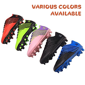 ZVC Kids Soccer Cleats Boys Girls Soccer Shoes Outdoor Firm Ground Youth Football Cleats (Little Kid/Big Kid) Red