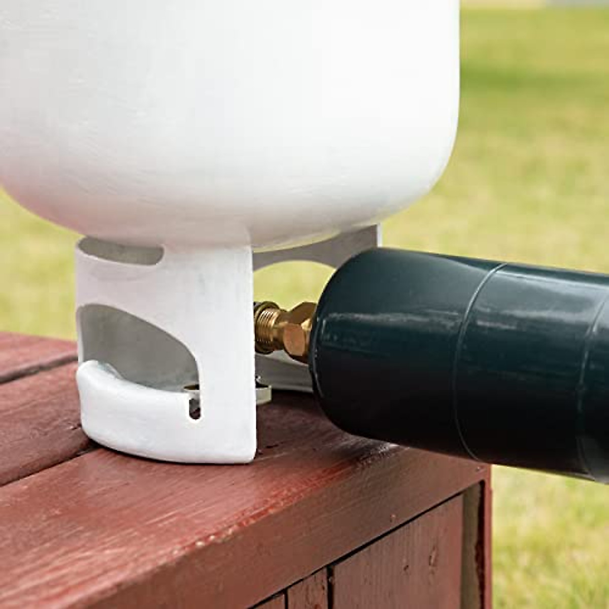 SHINESTAR Universal Propane Refill Adapter for 1 lb Tanks, Propane Adapter 1 lb to 20 lb for 16 oz Propane Fuel Cylinder, Solid Brass