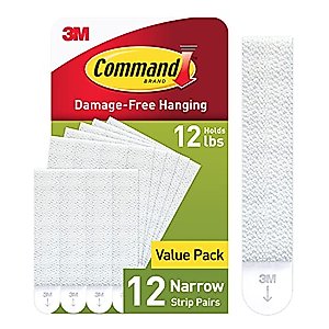 Command Narrow Picture Hanging Strips, White, 12-Pairs (PH207-12NA)