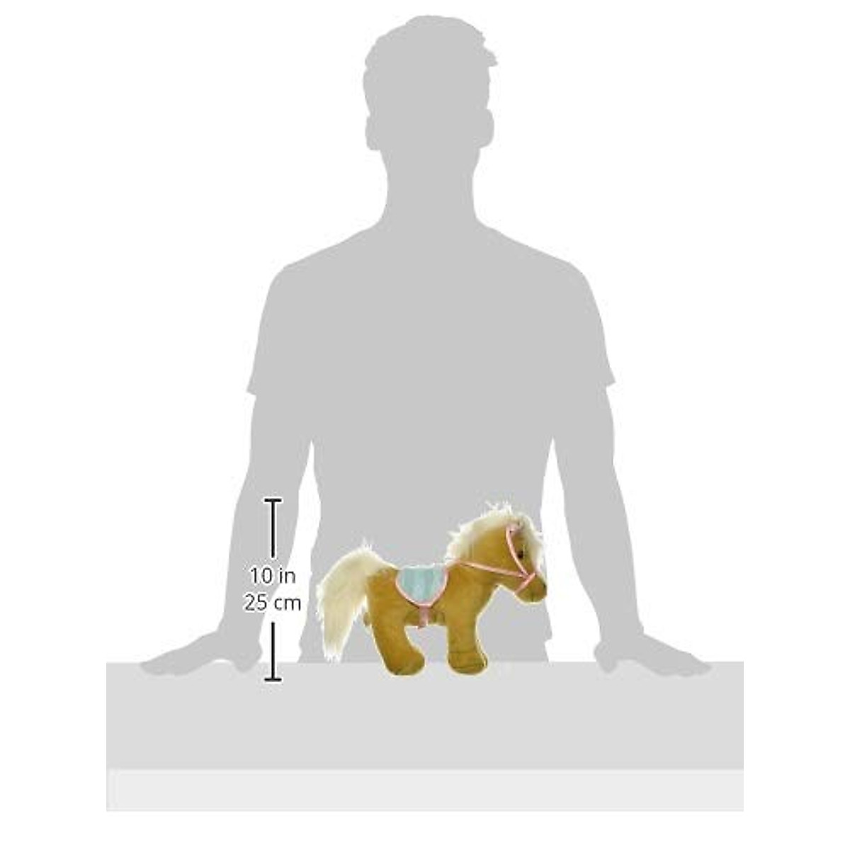 Pucci Pups – Beige Horse with Blue Stripes and Pink Pony Bag (ST8274Z) 10 inches