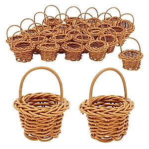Juvale 24 Pack Rattan Mini Picnic Baskets with Handles for Tiny Birthday Party Favors or Baby Shower (2.75 in)