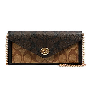 Coach Signature Blocking Envelope Wallet w Chain and Turnlock