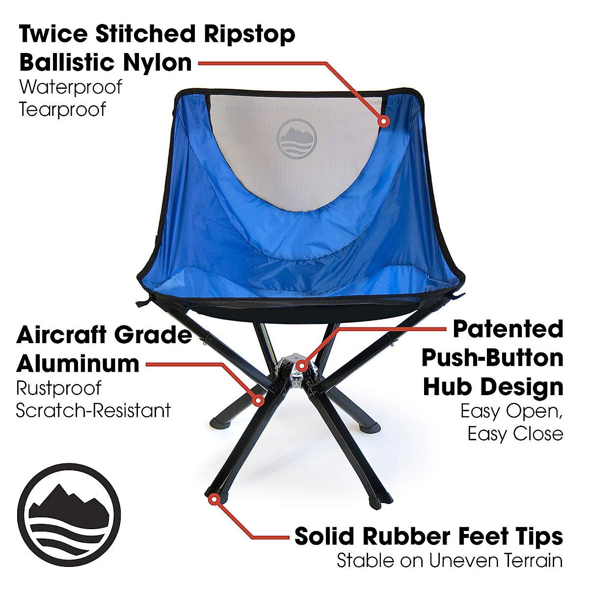 CLIQ Portable Chair Camping Chairs - A Small Collapsible Portable Chair That Goes Every Where Outdoors. Compact Folding Chair for Adults That Sets Up in 5 Seconds | Camping Chair Supports 300 Lbs