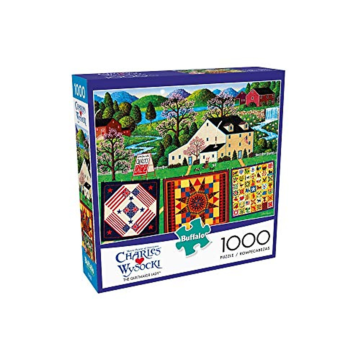 Buffalo Games - Charles Wysocki - The Quiltmaker Lady - 1000 Piece Jigsaw Puzzle, Green