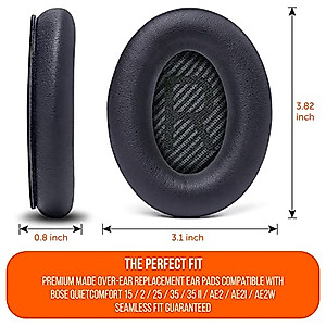 WC Wicked Cushions Upgraded Replacement Ear Pads for Bose QC35 & QC35ii (QuietComfort 35) Headphones & More - Softer Leather, Luxurious Memory Foam, Added Thickness, Extra Durability | Black