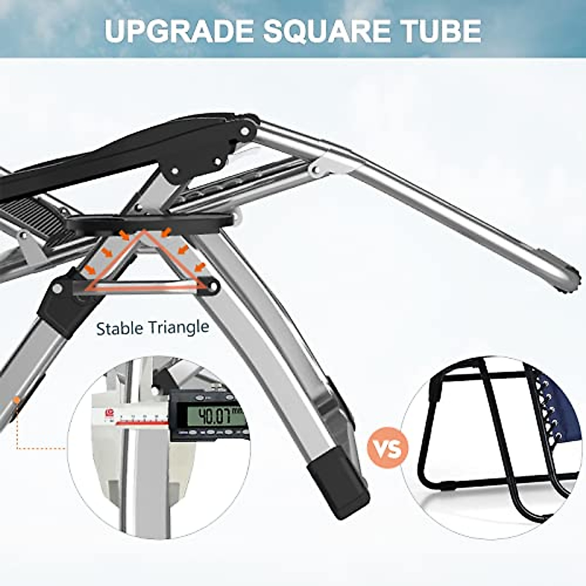 ABORON Zero Gravity Chair,Premium Outdoor Lawn Folding Lounge Chairs,Sturdy Adjustable Reclining Patio Chairs with Removable Cushion,Headrest & Tray