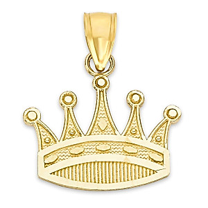 Generic 10k Real Solid Gold Tiara Pendant, Crown Princess Jewelry, Royalty Gifts for Her
