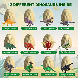 EARTH'SCODE Dinosaur Eggs, 12 Pcs Dino Eggs Excavation Dig Kit, Dinosaur Toys for Dinosaur Party Gifts for Kids 6-12 Years Old