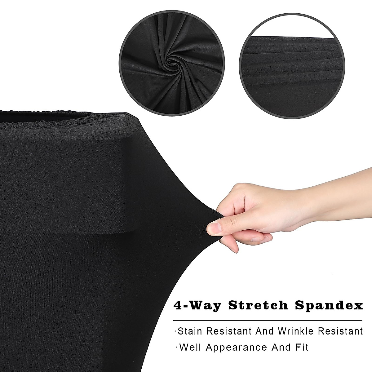 JUXYES Pack of 8 Outdoor Stretch Trash Can Covers, Black Rectangle Spandex Waste Container Cover Decorative Cover for Outside Household Kitchen Bin, Fit for 23 Gallon Bin