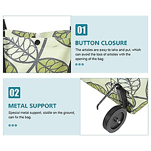 LOGOFUN 2 Pcs Folding Shopping Bag Collapsible Trolley Bags with Wheels Portable Reusable Grocery Bags (Leaf)