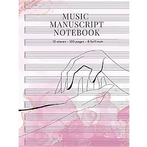 Music Manuscript Notebook – 12 staves: Composition Notebook For Kids |Manuscript Paper With 12 Staves For Beginners and Intermediate |Gift For Musical ... Musician, Music Producer, writer supplies|