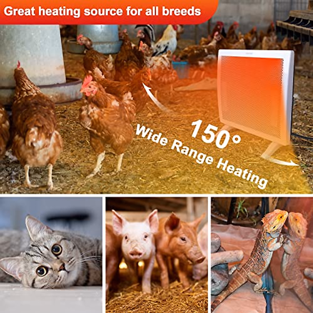 Clawsable Large Dog House Heater with Thermostat, Graphene Pet Heater for Dog, Warm Enough for Multi-Dogs, Pet Warmer w/ 2 Heating Mode (400/800W), Electric Heater Warmer for Chicken Coop Dog Cat Cage