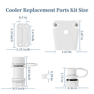 Cooler Replacement Parts Kit for Igloo coolers, Igloo cooler parts,Cooler Plastic Hinges, Cooler Latches and Screws Combo, Threaded Cooler Drain Plug and Triple-Snap Cooler Drain Plug