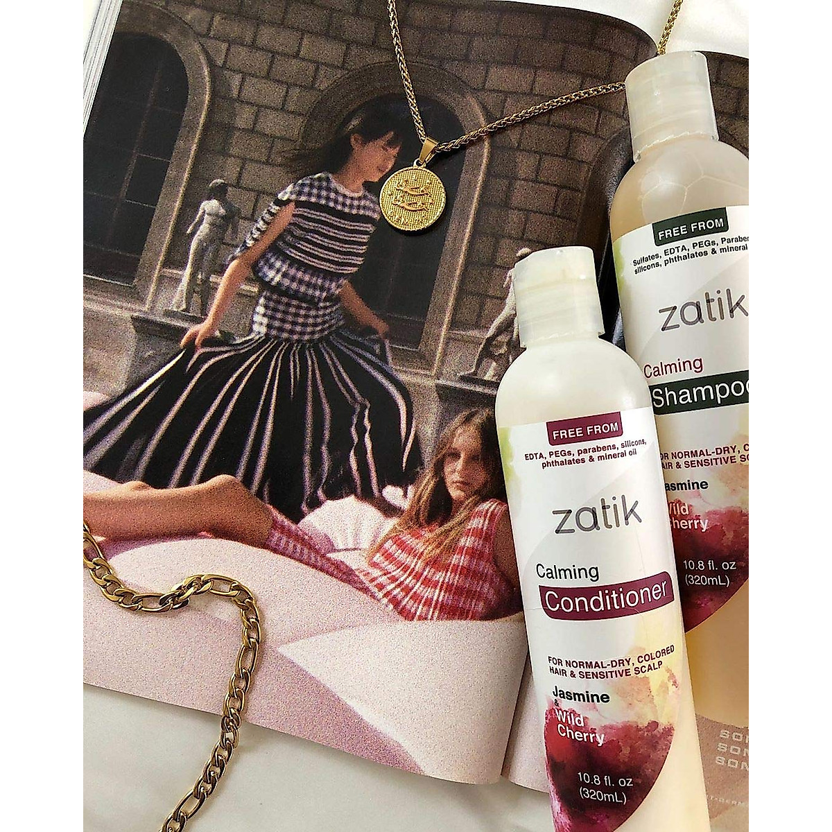 Zatik Naturals - Calming Conditioner with Jasmine and Wild Cherry for Dandruff - Vegan Biodegradable, pH Balanced, FREE FROM EDTA, PEG, Parabens, fragrances, phthalates & mineral oil, 10.8 oz.